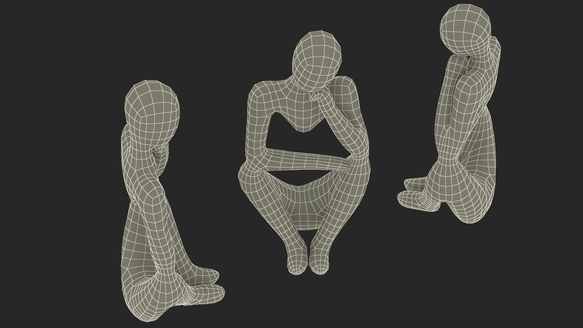 Human Sculpture In Thoughtful Pose White 3D Model - TurboSquid 2210644