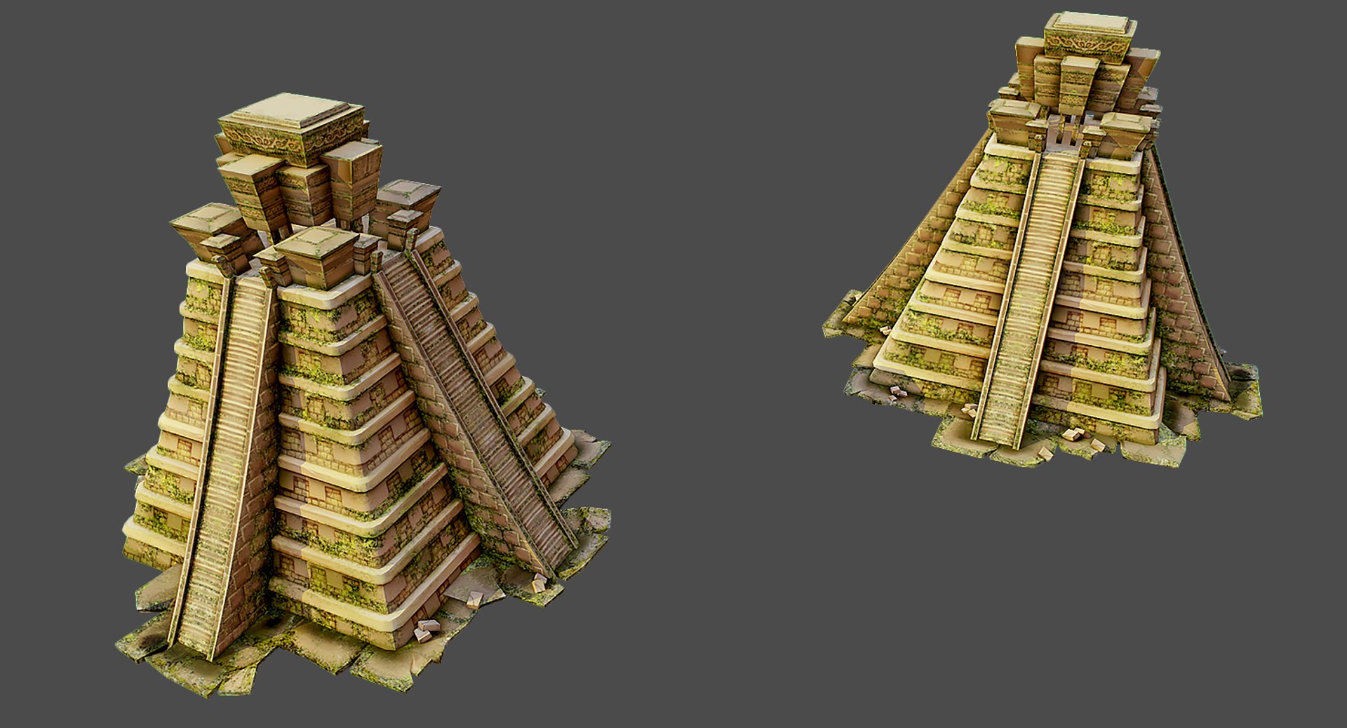 cartoon mayan temple 3d model