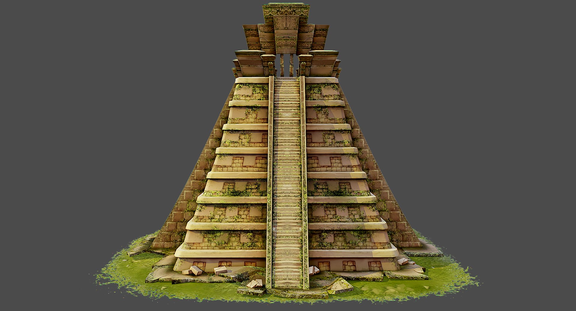 cartoon mayan temple 3d model