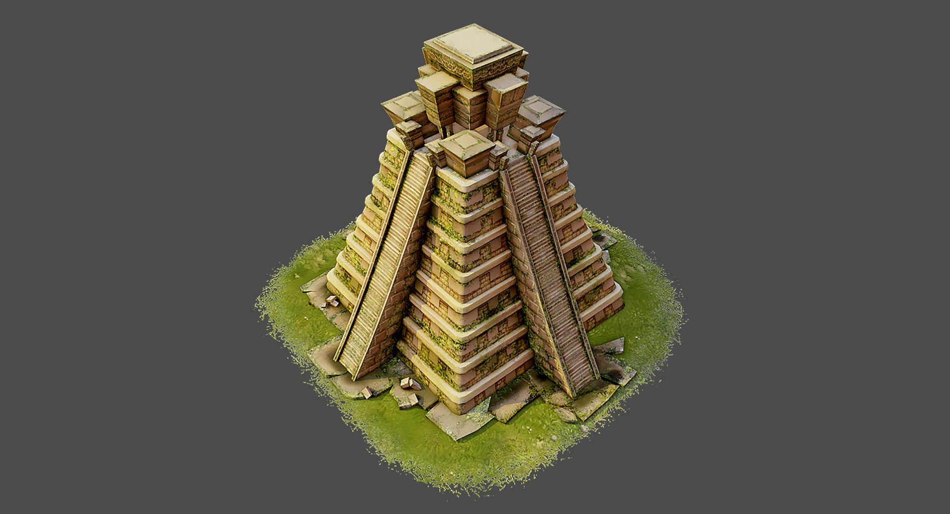 cartoon mayan temple 3d model