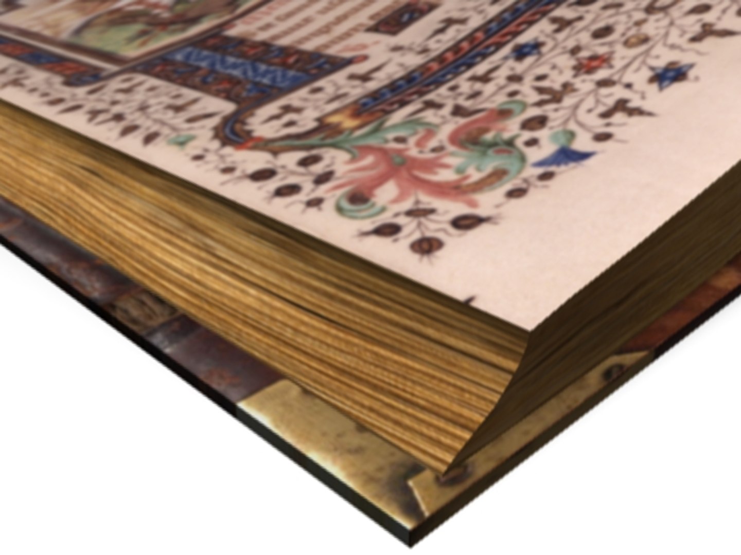 3d Open Medieval Manuscript Book