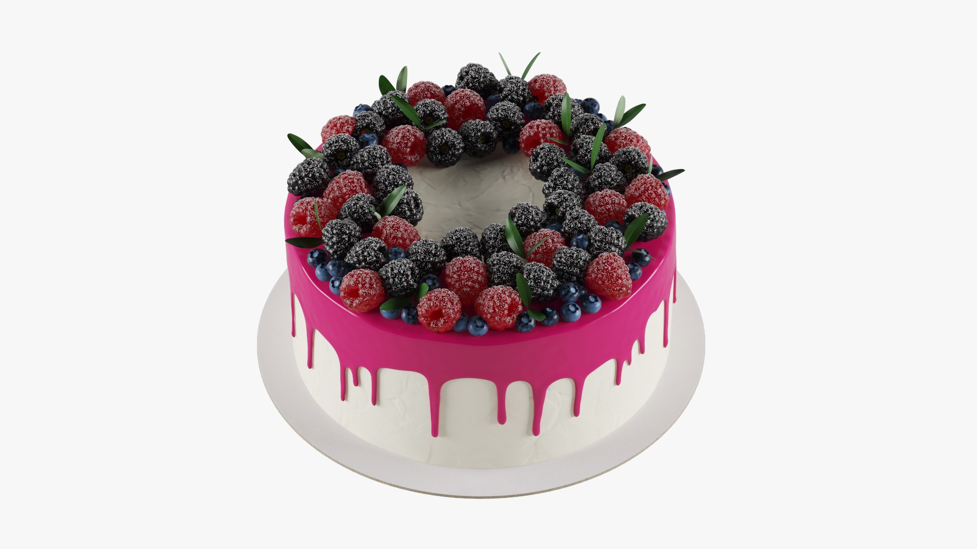 Pink Glaze Berry Cake 3D Model - TurboSquid 2107796