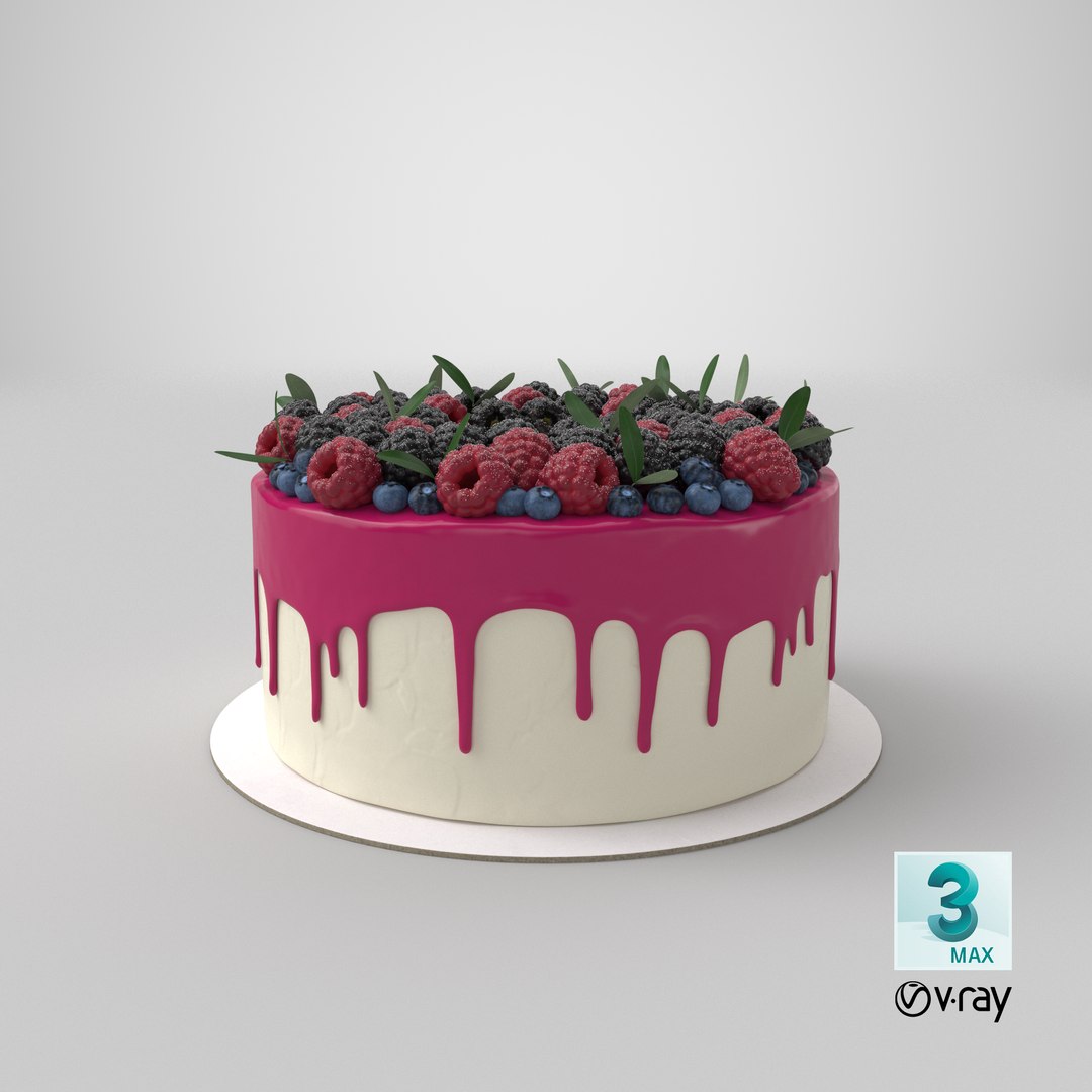 Pink Glaze Berry Cake 3D Model - TurboSquid 2107796