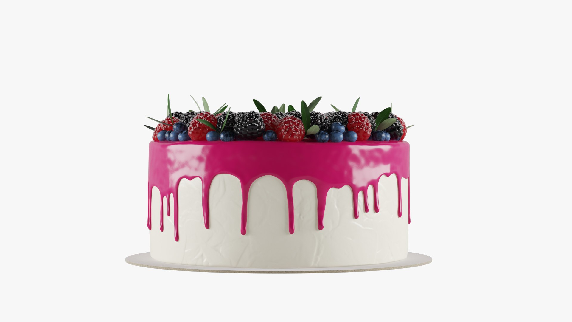 Pink Glaze Berry Cake 3D Model - TurboSquid 2107796