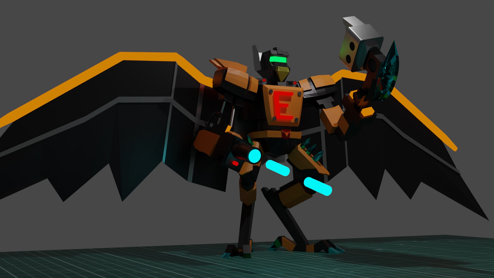 3D WInged Mech Lowpoly Model - TurboSquid 1858987