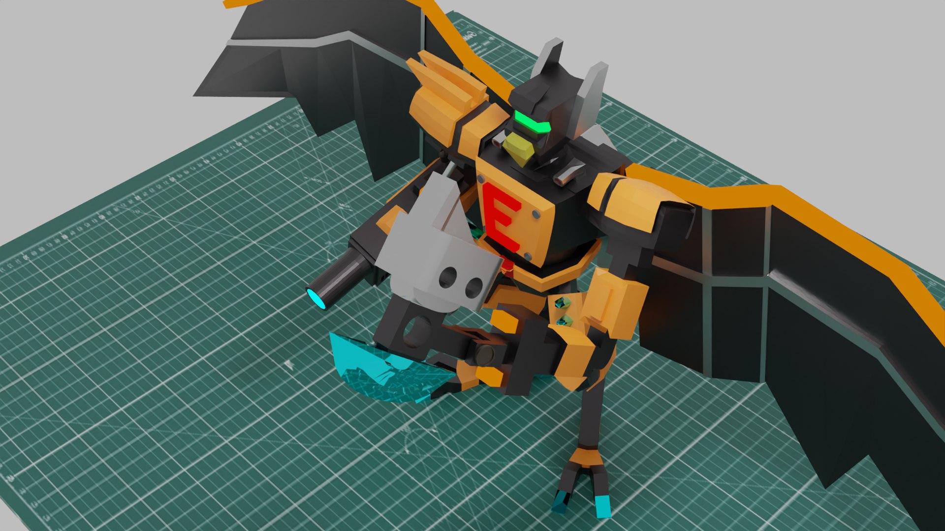 3D WInged Mech Lowpoly Model - TurboSquid 1858987