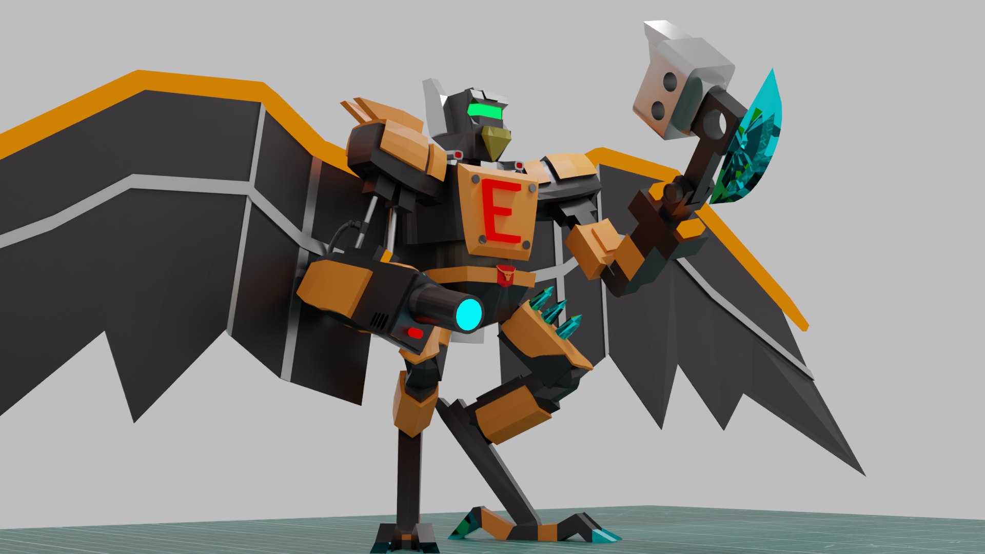 3D WInged Mech Lowpoly Model - TurboSquid 1858987