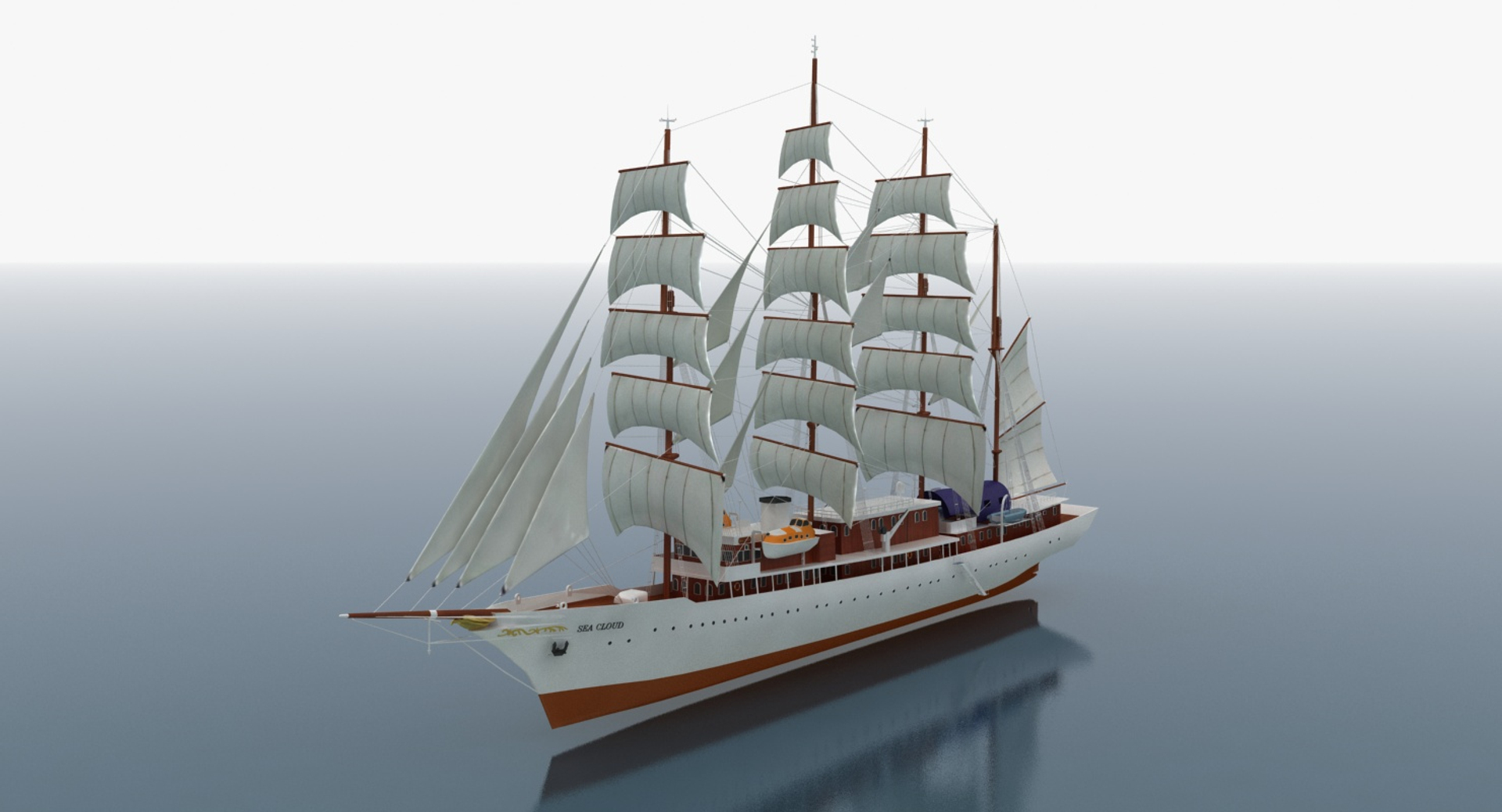 Sea Cloud Cruise Ship 3d Model