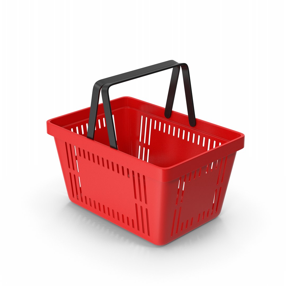 3D Model Red Shopping Basket - TurboSquid 2168532