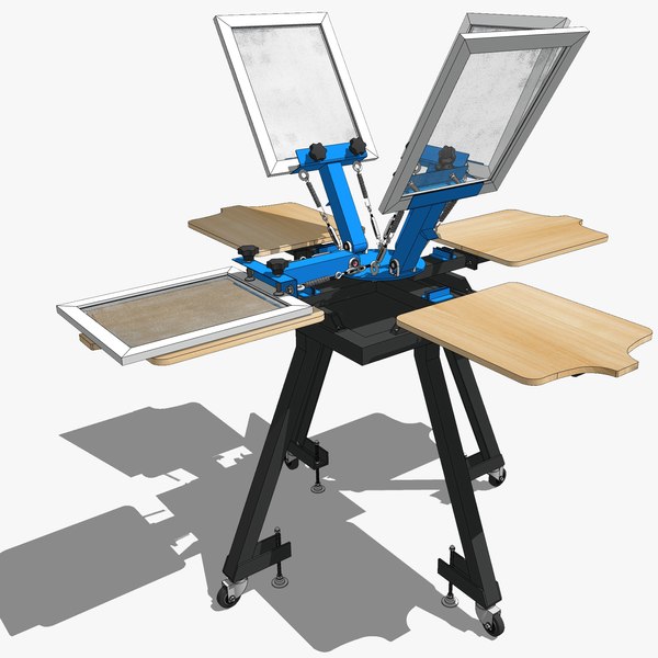 modelo 3d Screen Printing Press - Shirt - 4 Arm - TurboSquid 2104942