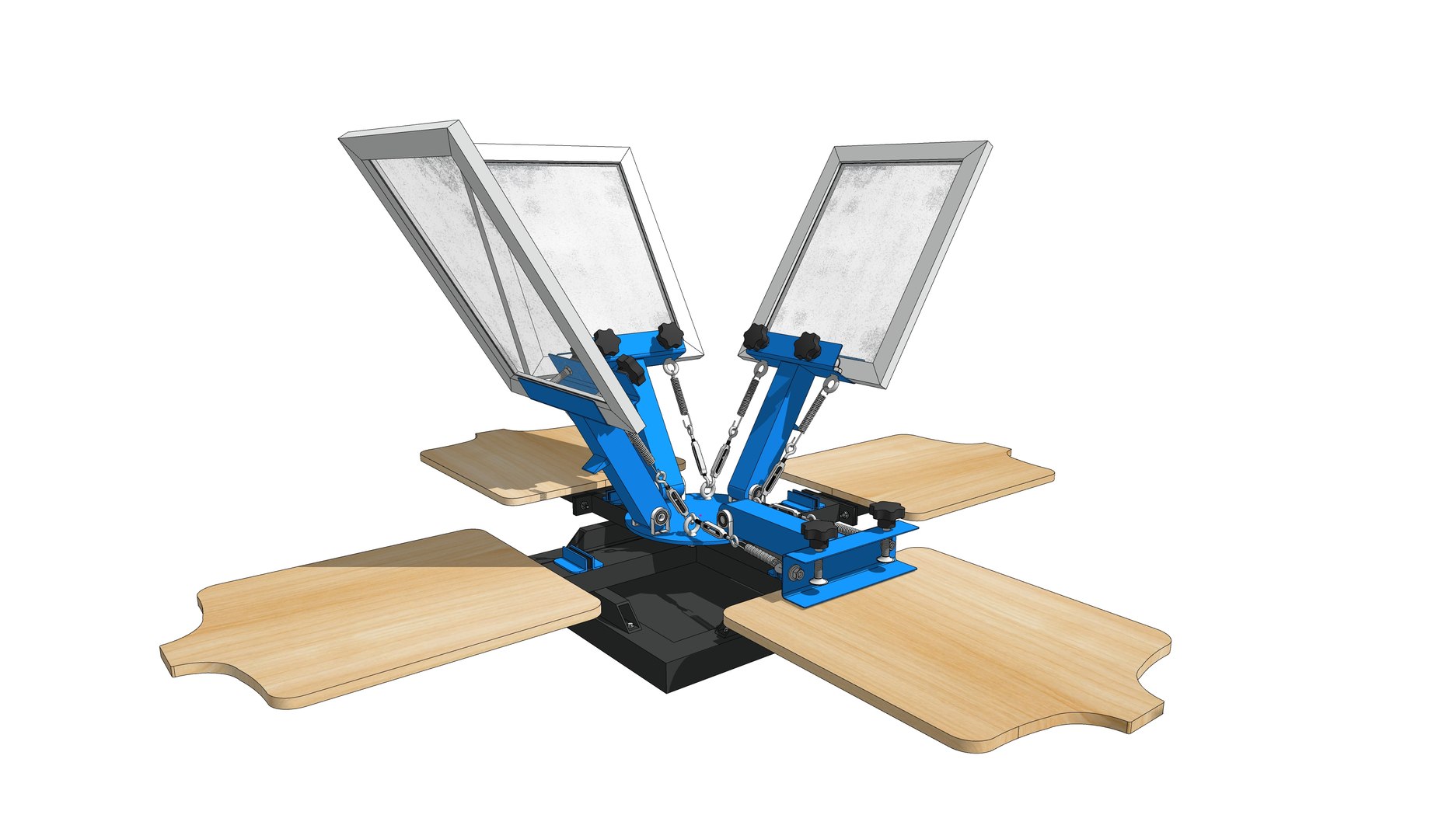 Screen Printing Press - Shirt - 4 Arm Model - TurboSquid 2104942