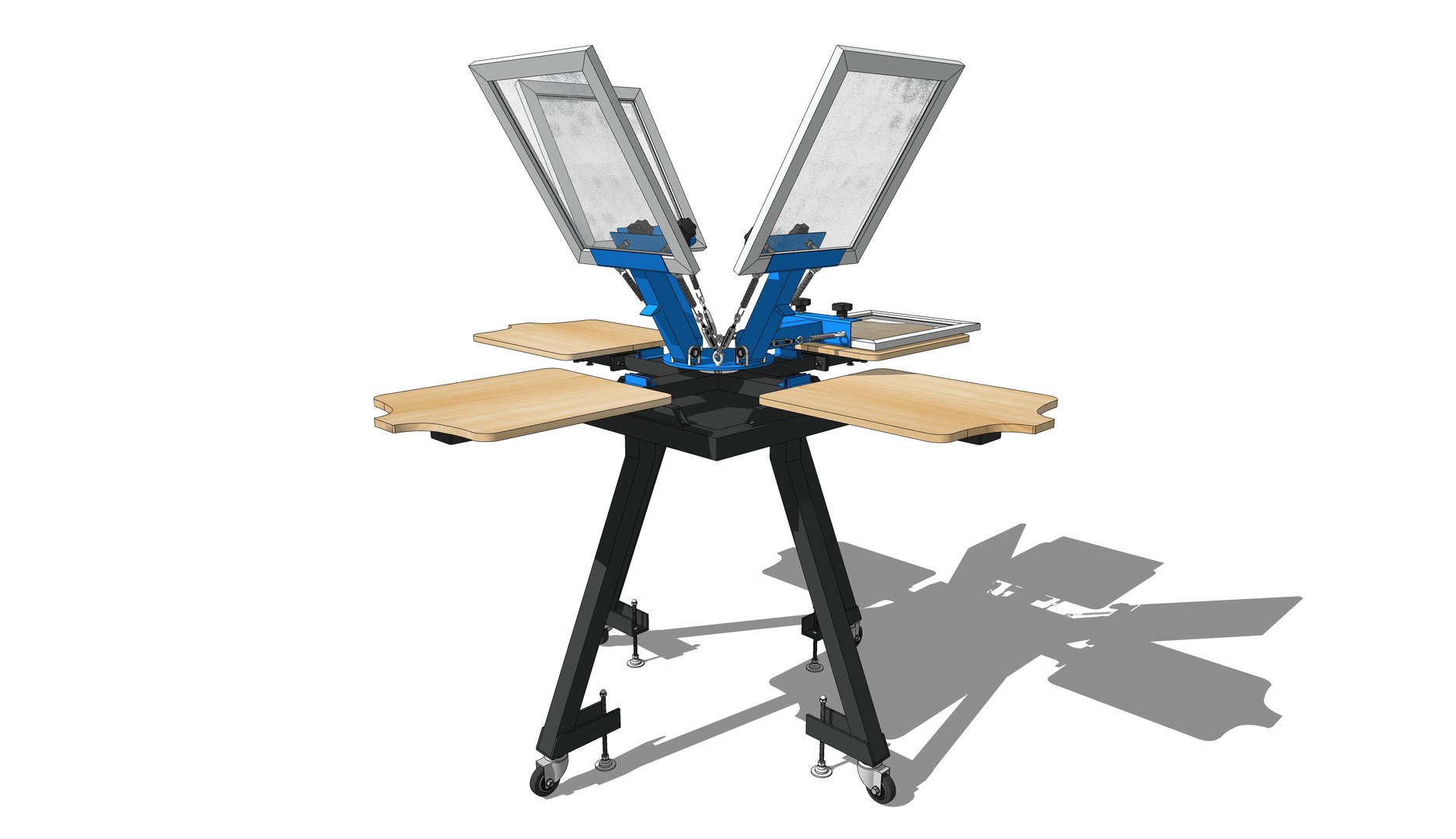 Screen Printing Press - Shirt - 4 Arm Model - TurboSquid 2104942