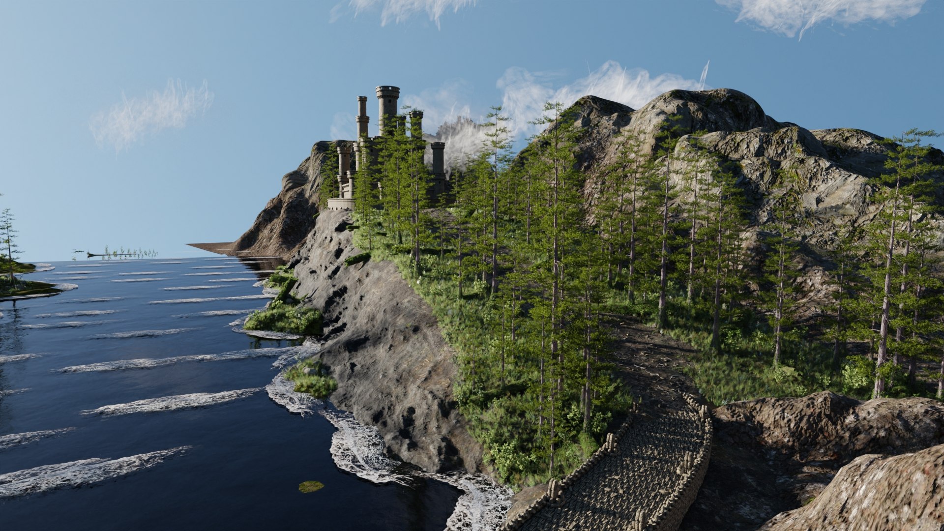 Path To Castle Scene 3D Model - TurboSquid 1803499