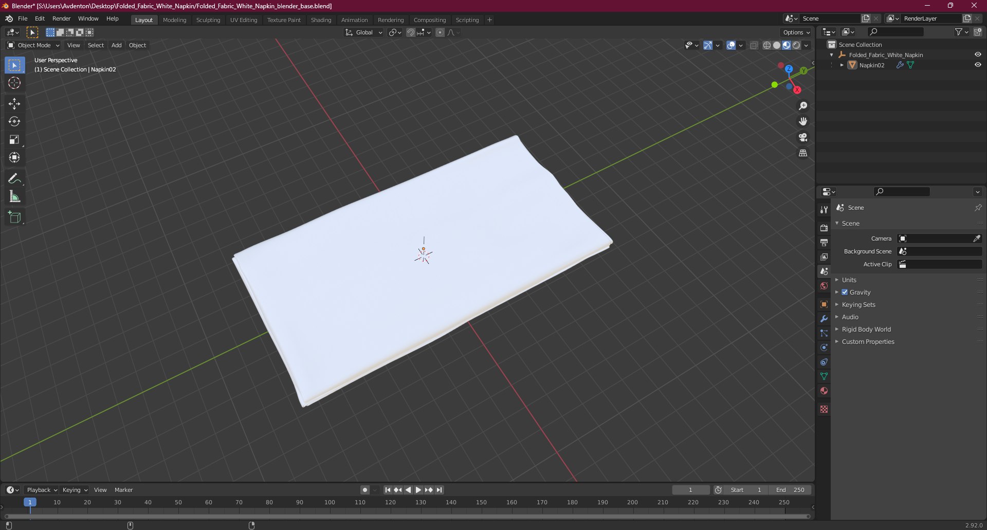 Folded Fabric White Napkin Model - TurboSquid 2249627