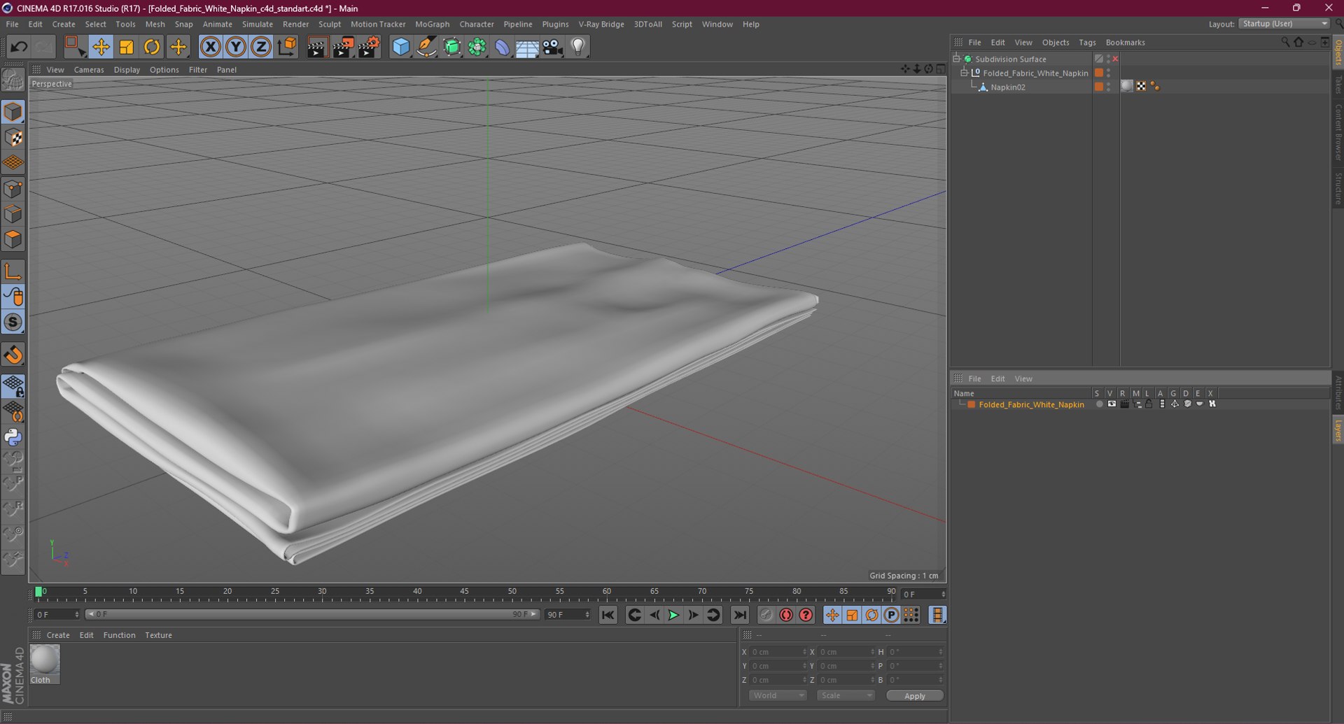 Folded Fabric White Napkin Model - TurboSquid 2249627