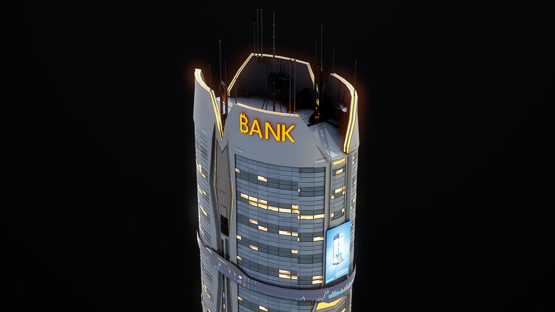3D Model Sci-Fi Futuristic Skyscraper Bank PBR 17 - TurboSquid 1911986