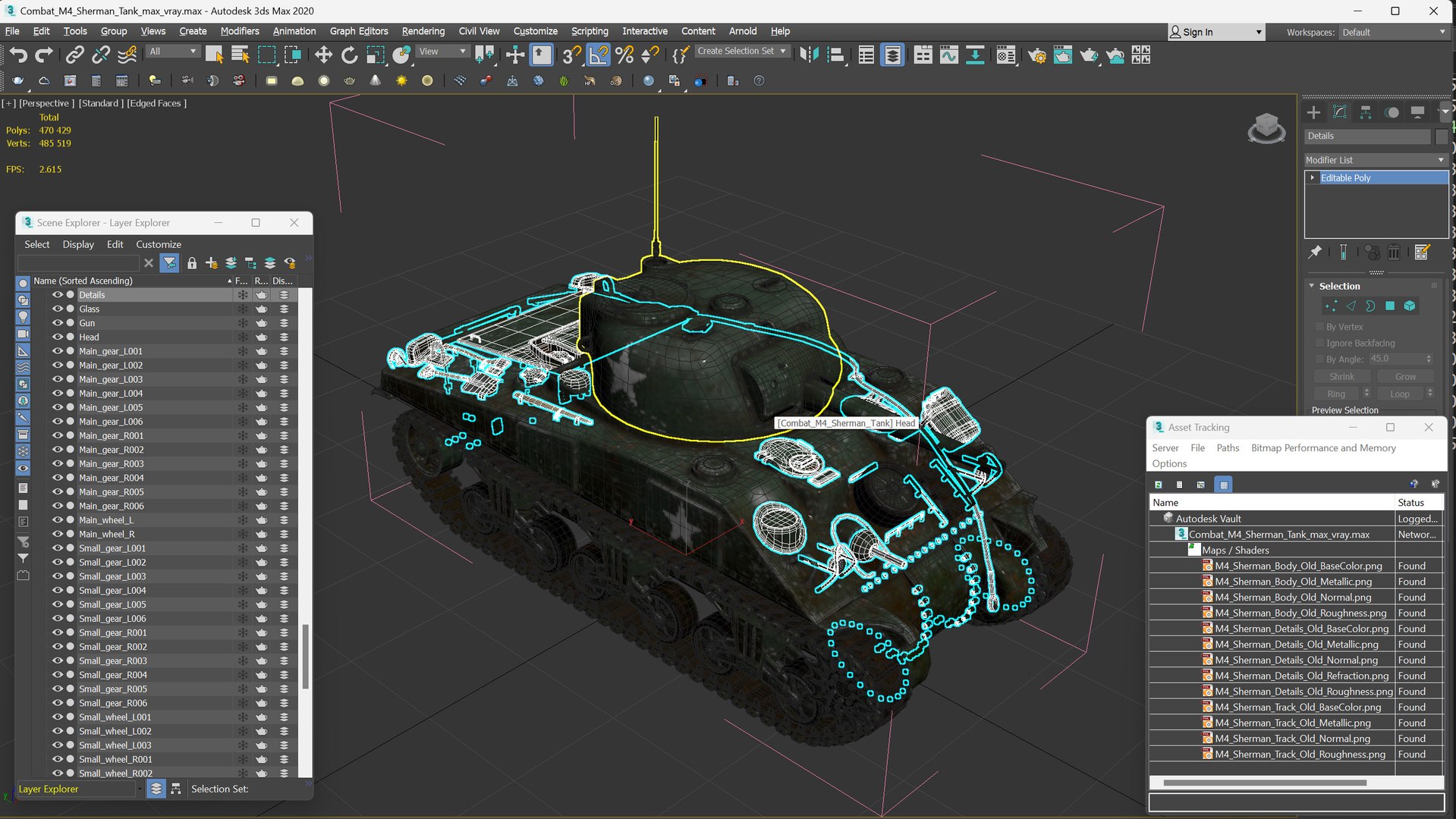 Combat M4 Sherman Tank 3D Model - TurboSquid 2264773