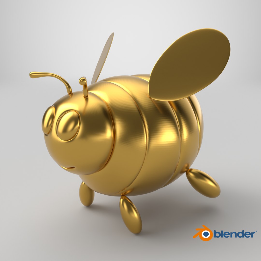 Golden Cartoon Bee Model - TurboSquid 2422535