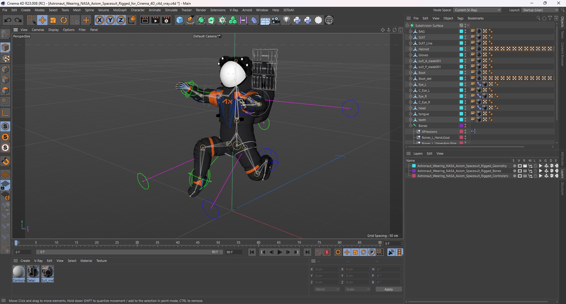 3D Astronaut Wearing NASA Axiom Spacesuit Rigged For Cinema 4D Model ...