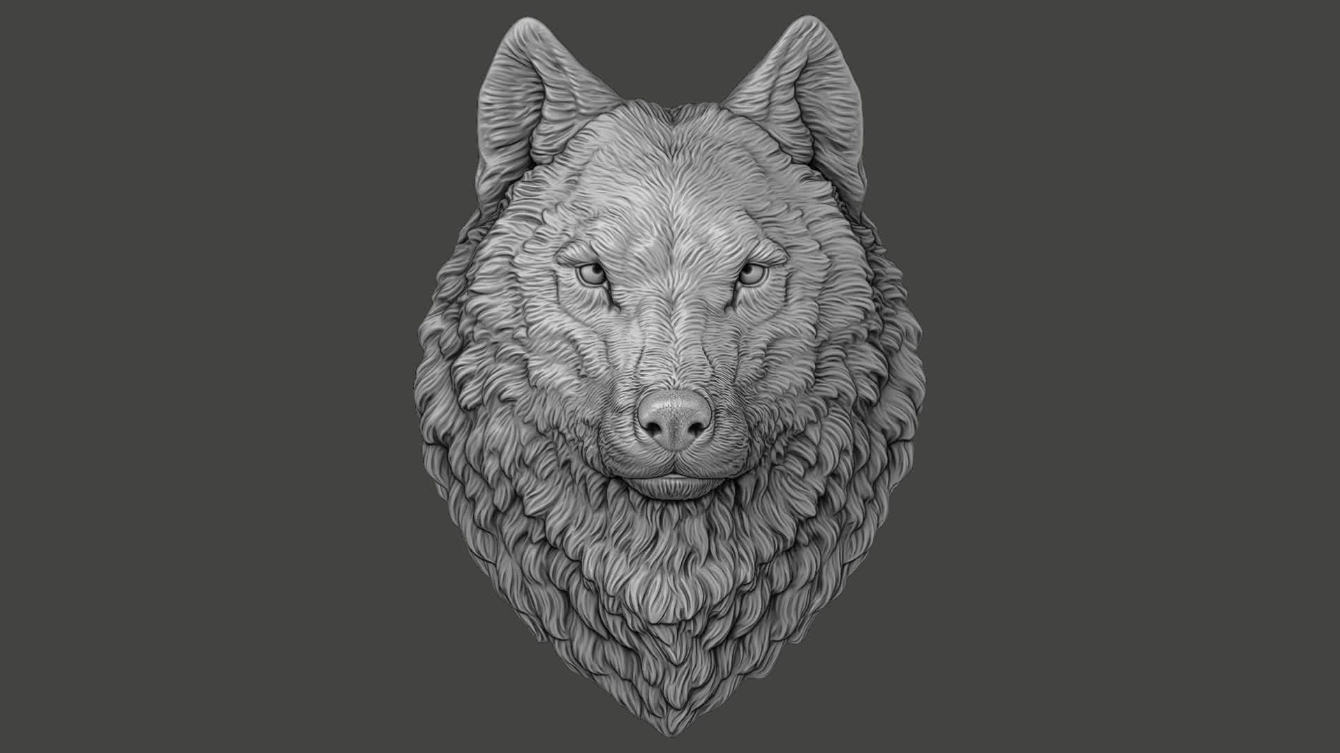 Wolf Face Bas-relief Sculpture 3D - TurboSquid 1911104