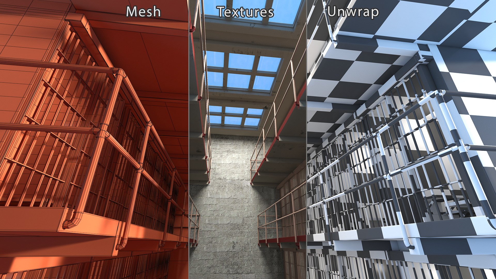 3D Model Alcatraz Block Cellhouse - TurboSquid 2068817