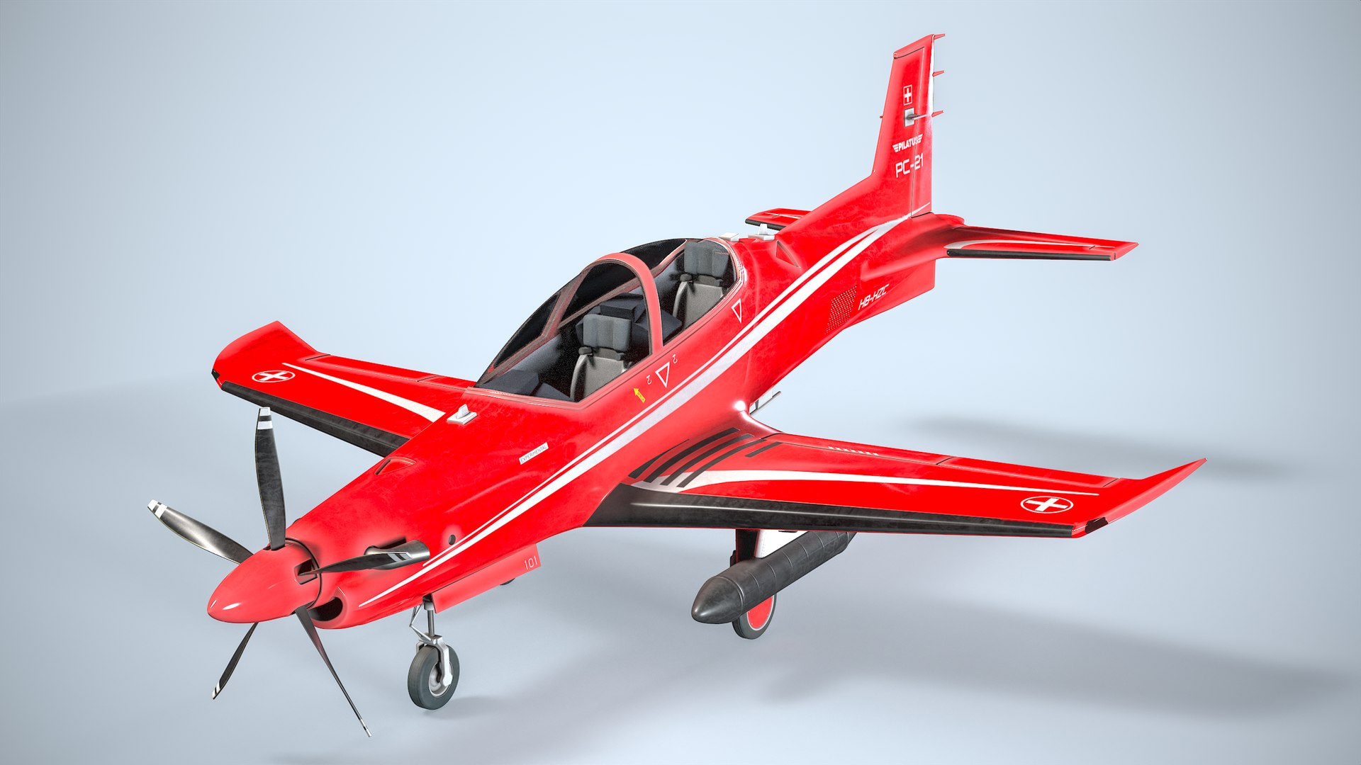 3D Airplane Pilatus PC-21 Red PBR model - TurboSquid 2098868