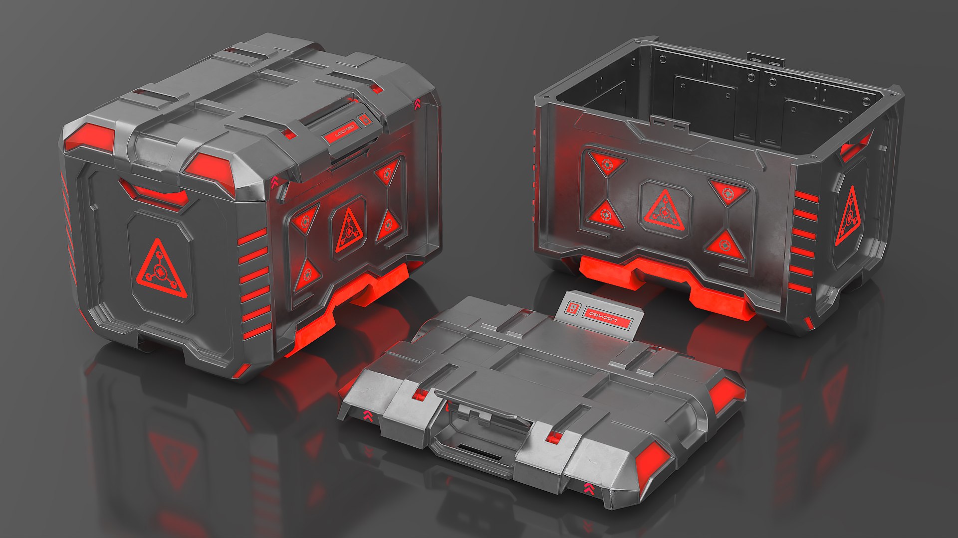 Metal Futuristic Storage Box Locked Model - TurboSquid 2352548