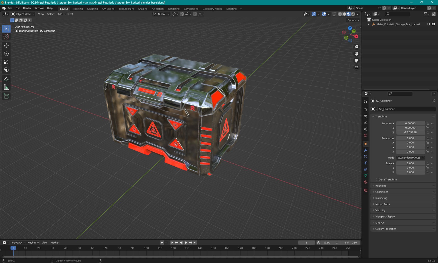 Metal Futuristic Storage Box Locked Model - TurboSquid 2352548