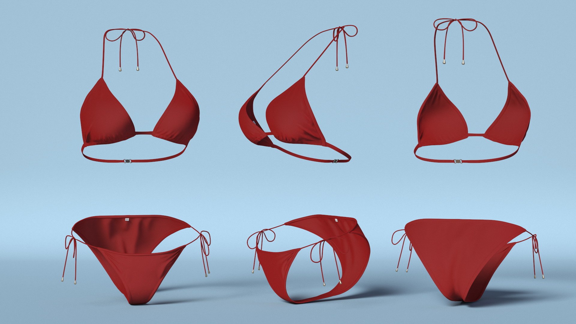 Red Triangle Bikini Suit 3D Model - TurboSquid 2386654