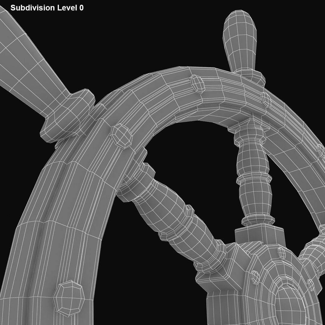 realistic ship wheel bronze 3d model
