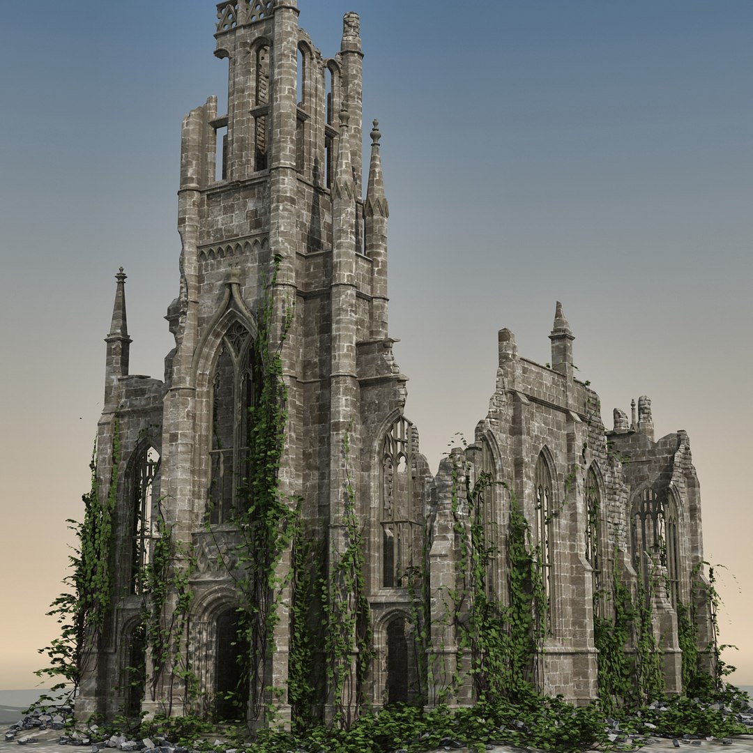 medieval ruined church 3d model