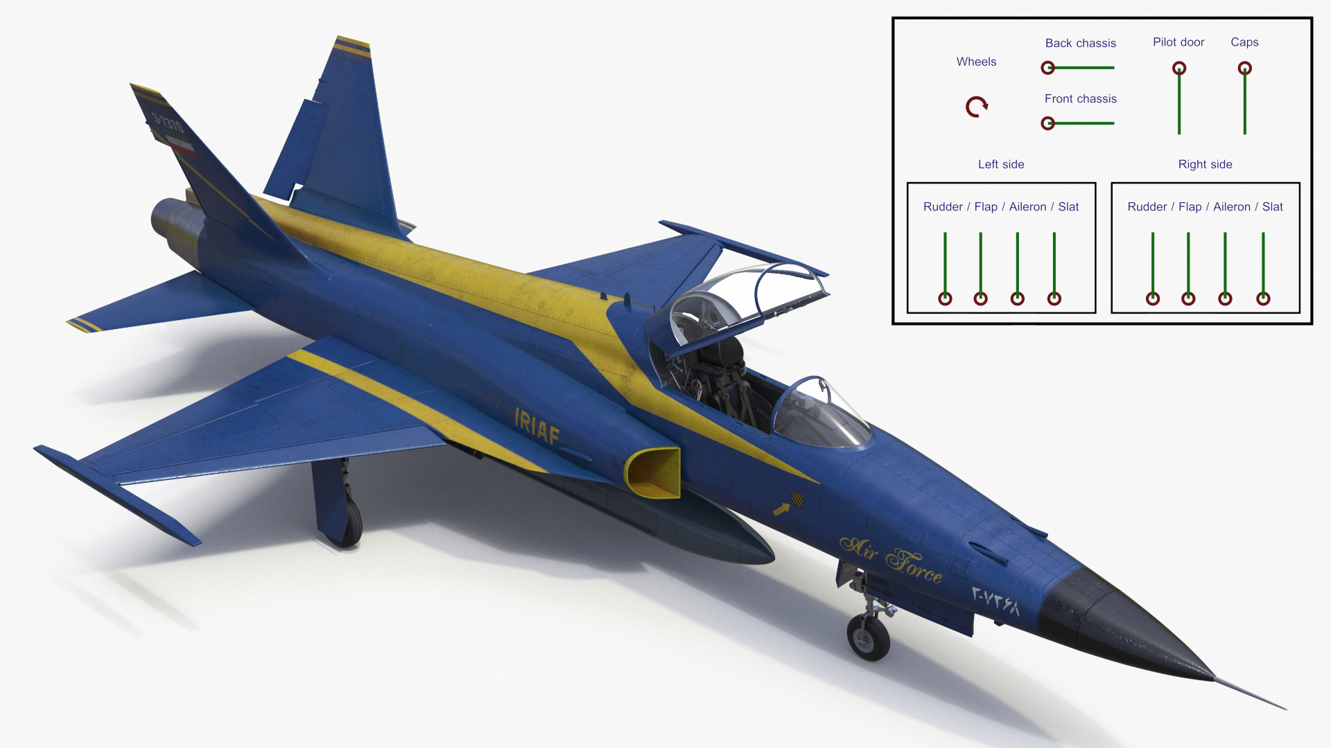 HESA Saeqeh Iranian Combat Aircraft Blue Rigged Model - TurboSquid 2314260