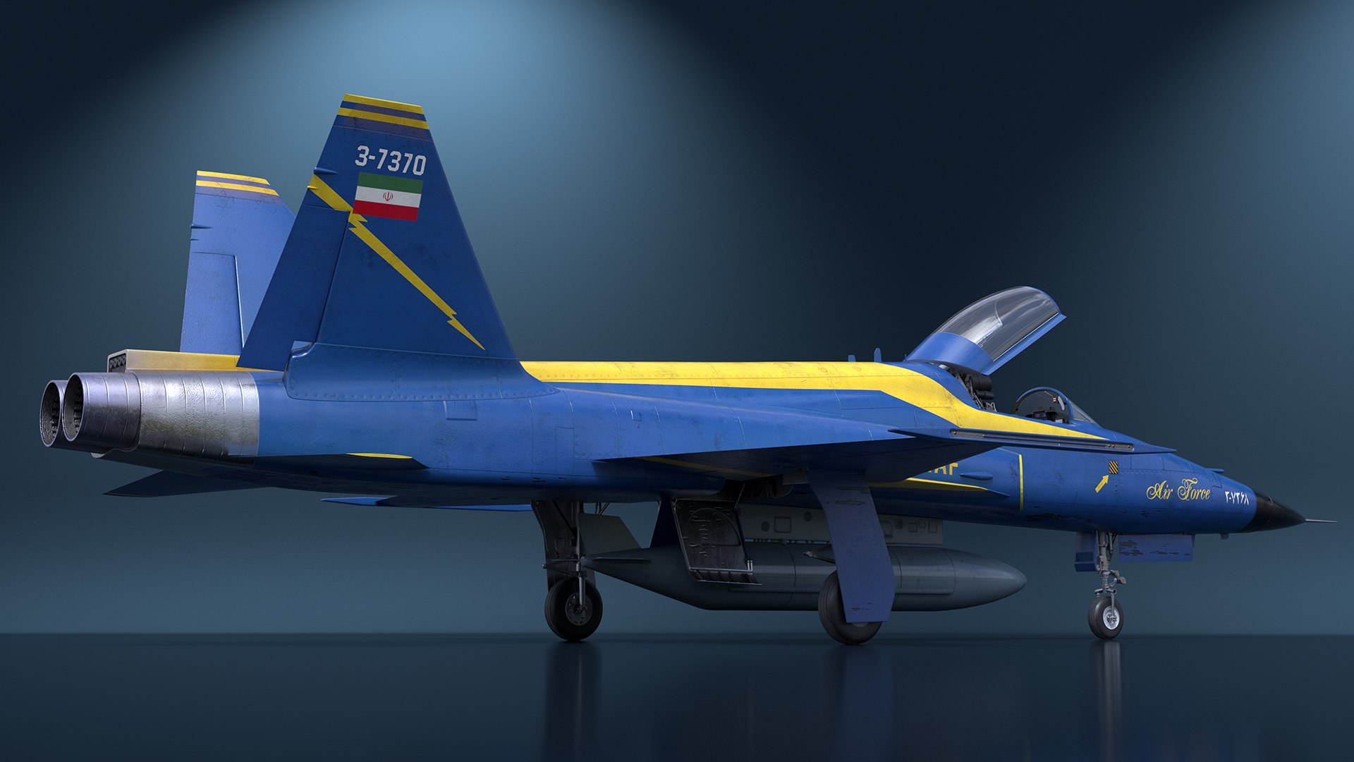 HESA Saeqeh Iranian Combat Aircraft Blue Rigged Model - TurboSquid 2314260