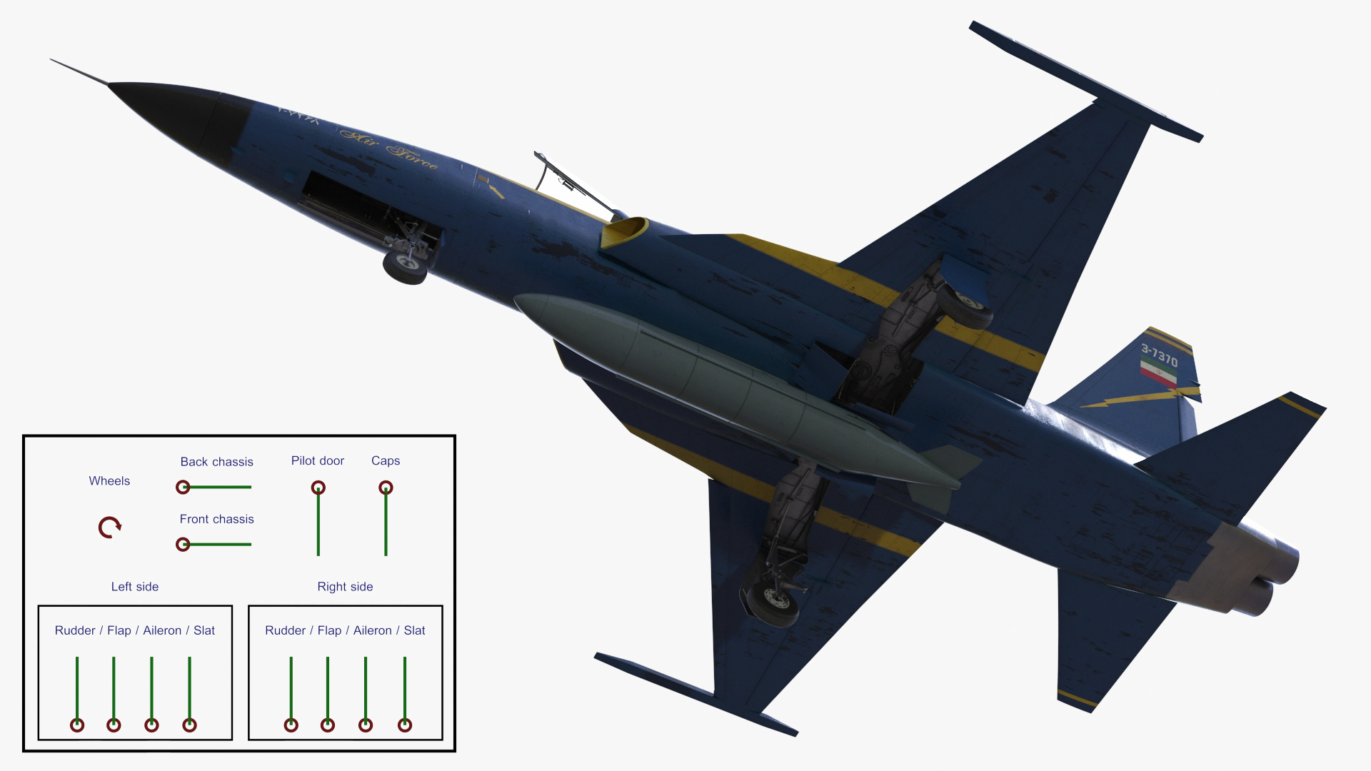 HESA Saeqeh Iranian Combat Aircraft Blue Rigged Model - TurboSquid 2314260