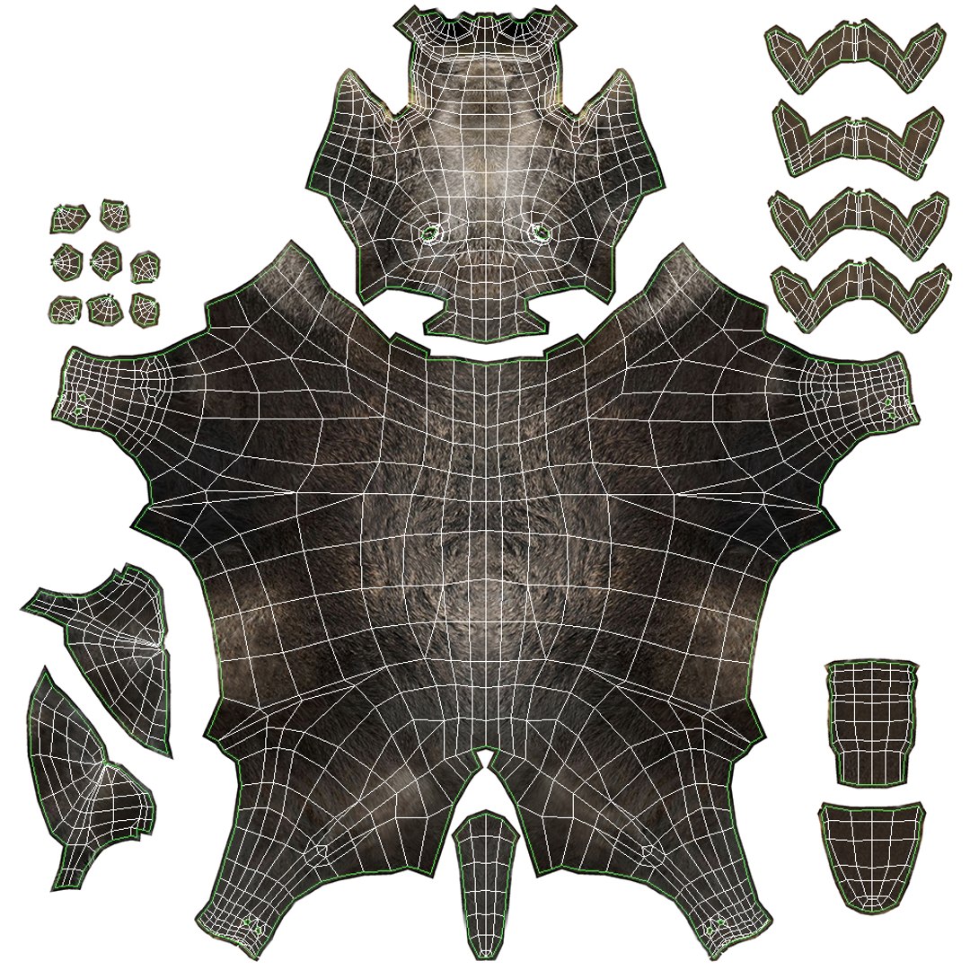 3d model wild boar fur rigged