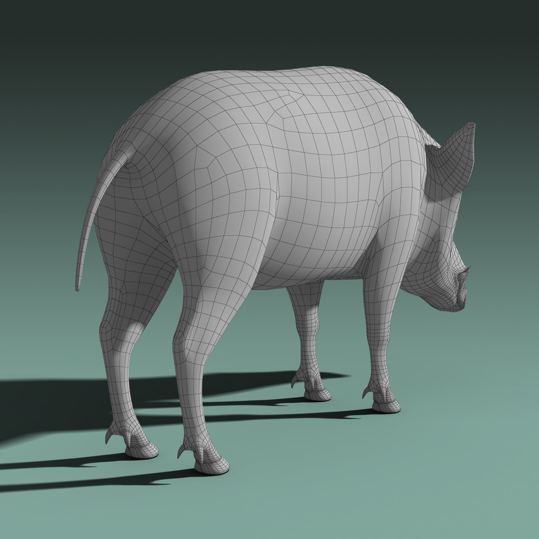 3d model wild boar fur rigged