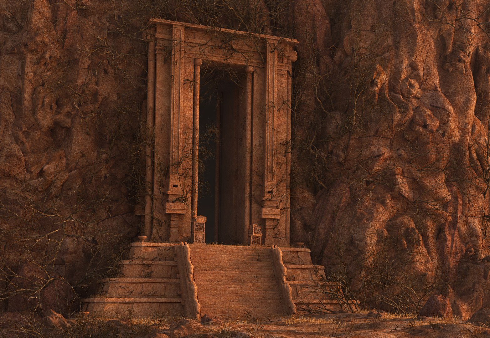 3D Fantasy Rock Mountain Gate Cave Model - TurboSquid 1782727