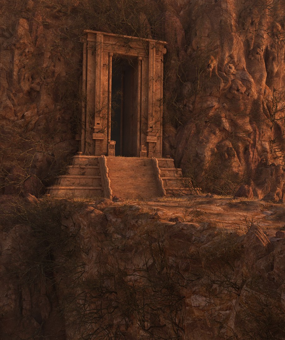 3D Fantasy Rock Mountain Gate Cave Model - TurboSquid 1782727