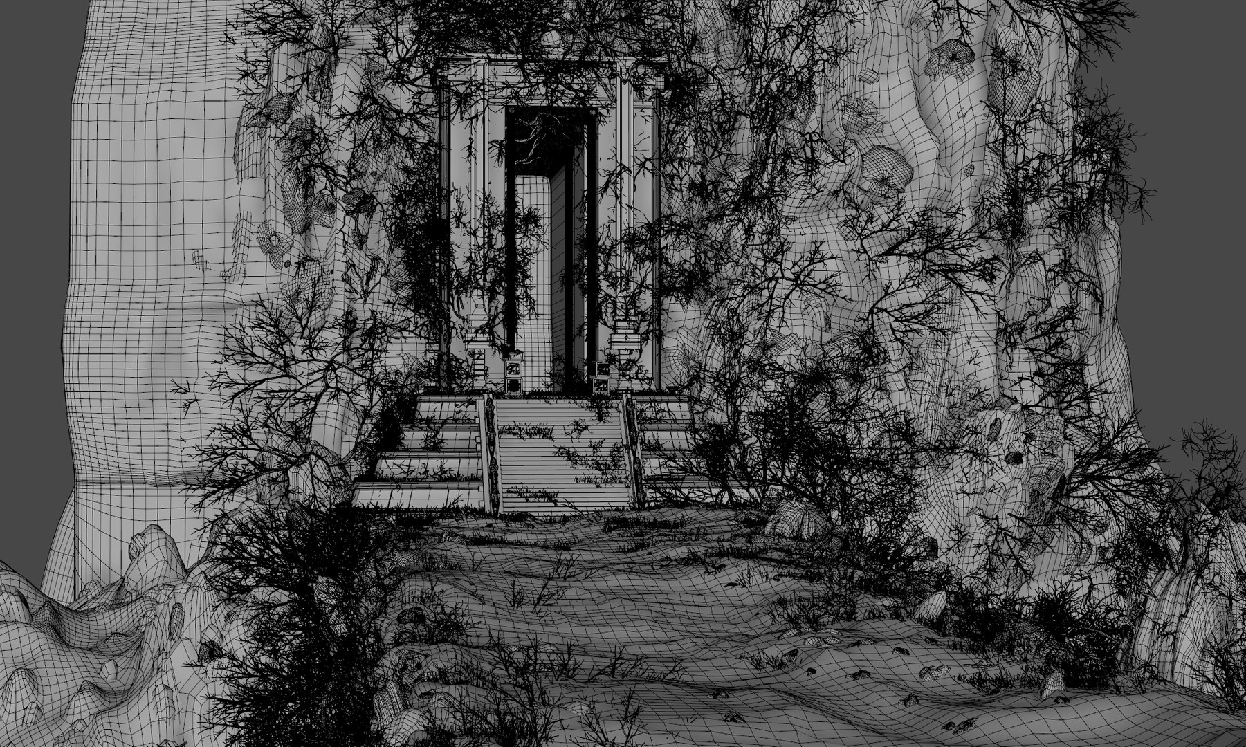 3D Fantasy Rock Mountain Gate Cave Model - TurboSquid 1782727