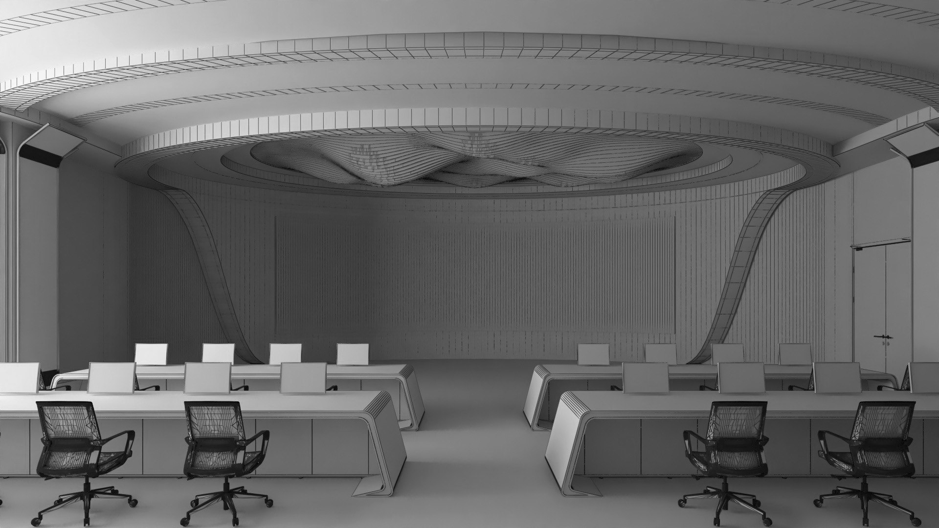 3D Exhibition Hall Monitoring Room Meeting Room Science Fiction Office ...