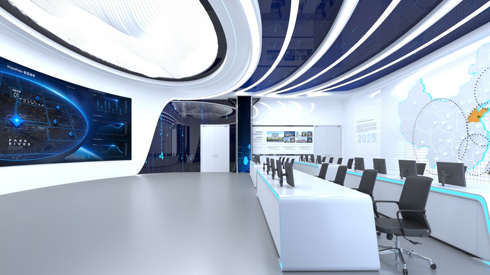 3D Exhibition Hall Monitoring Room Meeting Room Science Fiction Office ...