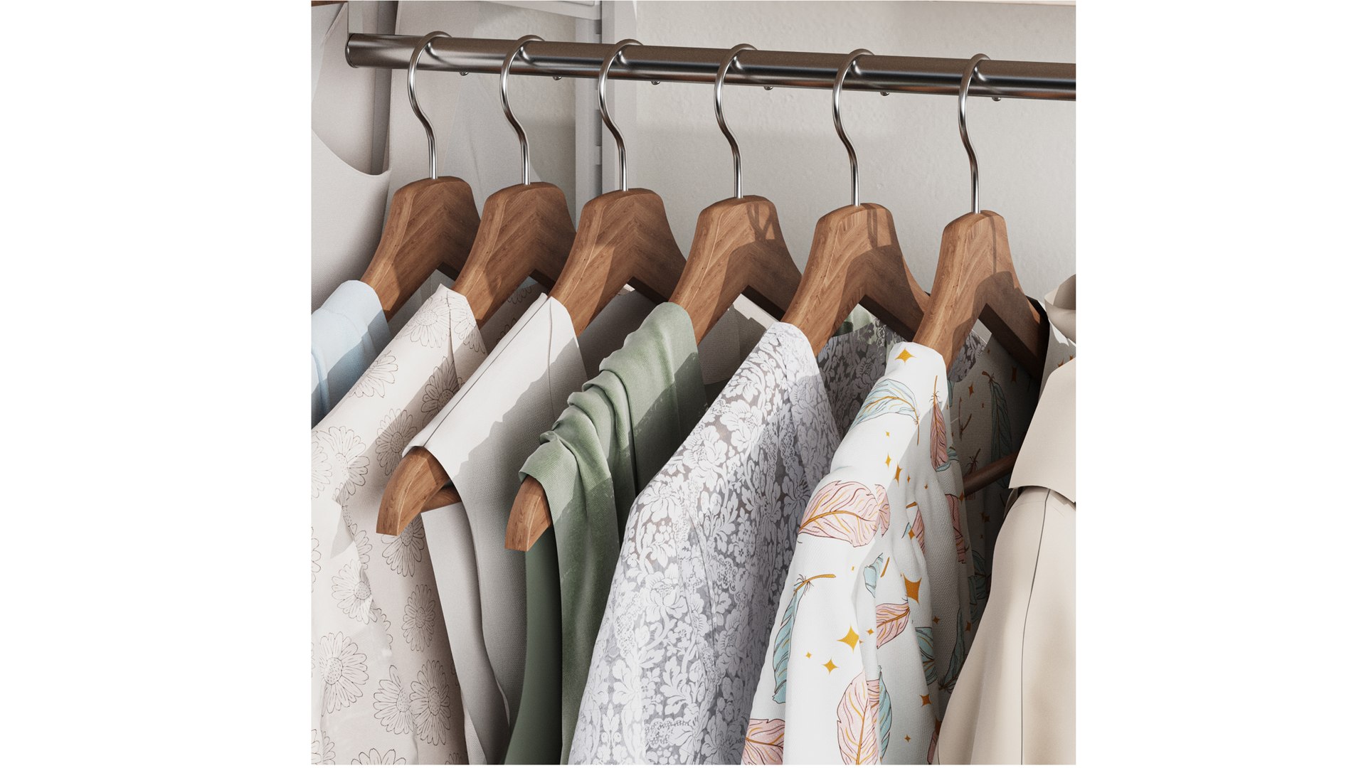 3D Wardrobe Wall Module Dresses Clothes 2 Model - TurboSquid 1853260