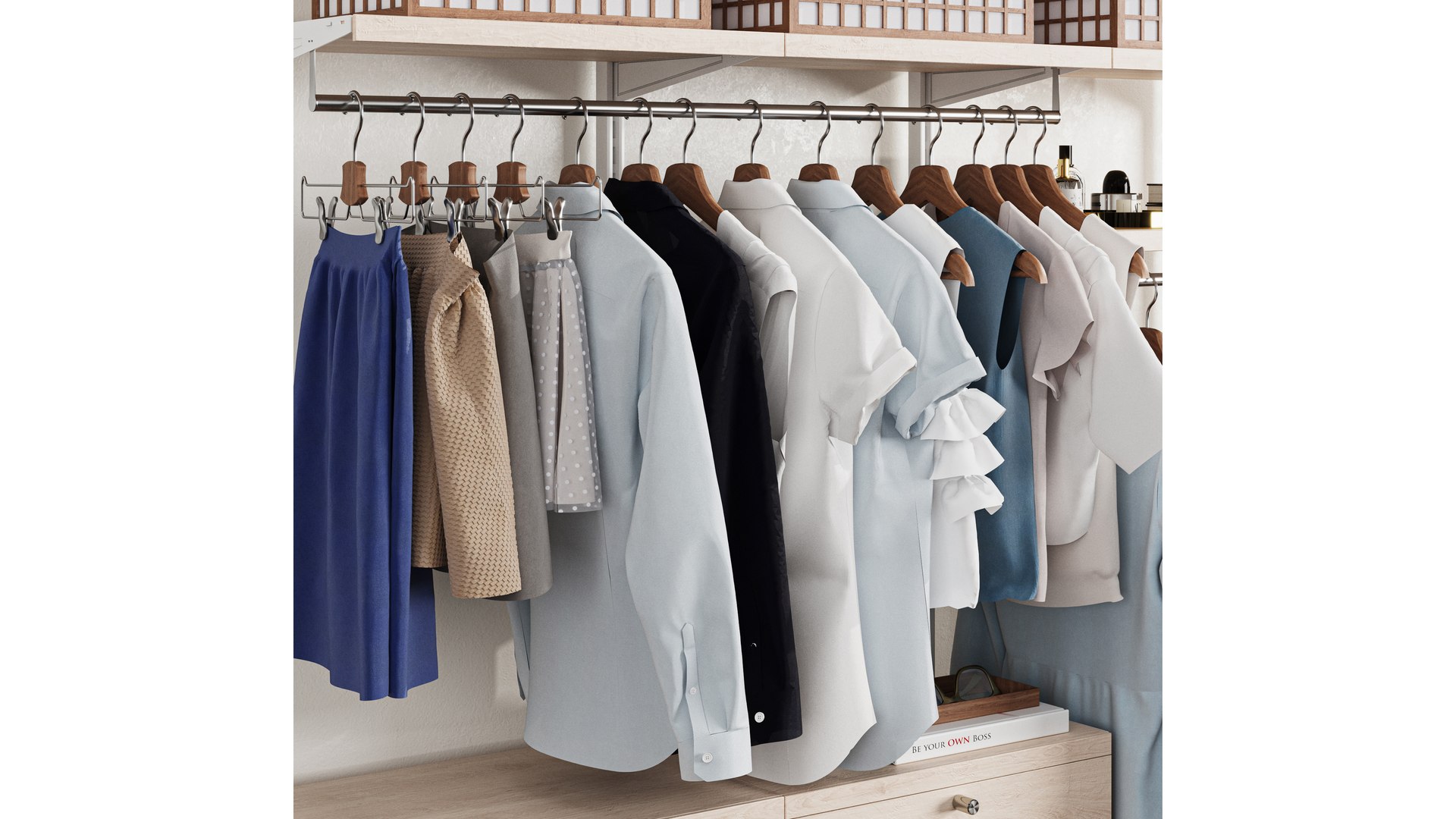 3D Wardrobe Wall Module Dresses Clothes 2 Model - TurboSquid 1853260