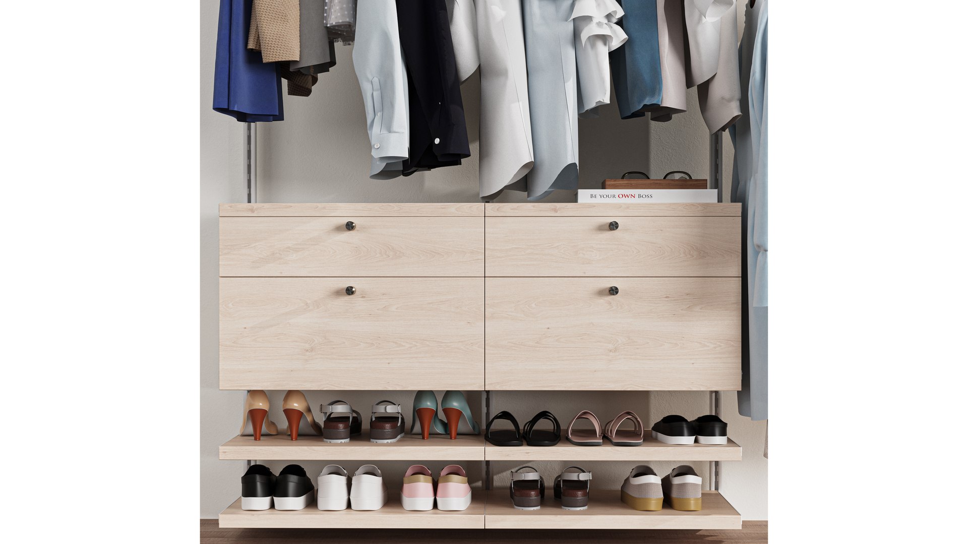 3D Wardrobe Wall Module Dresses Clothes 2 Model - TurboSquid 1853260