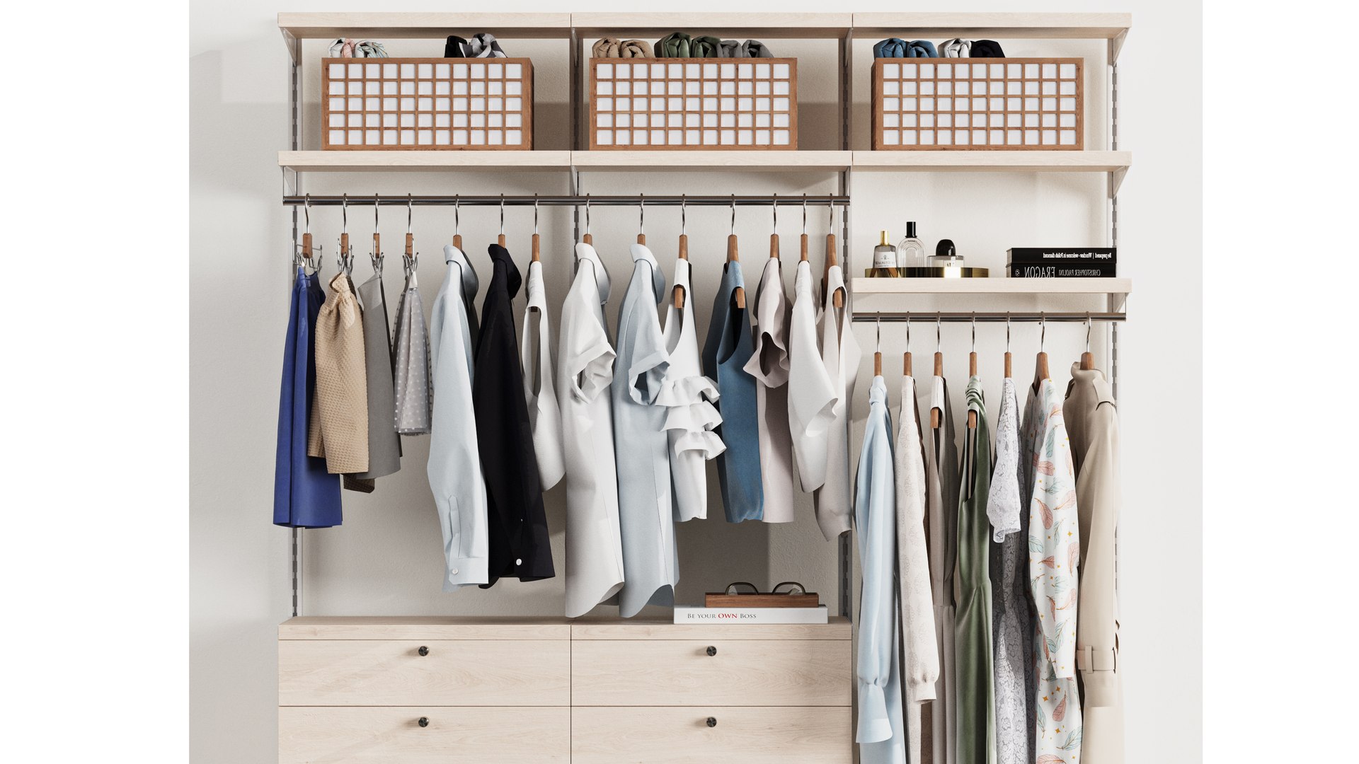 3D Wardrobe Wall Module Dresses Clothes 2 Model - TurboSquid 1853260