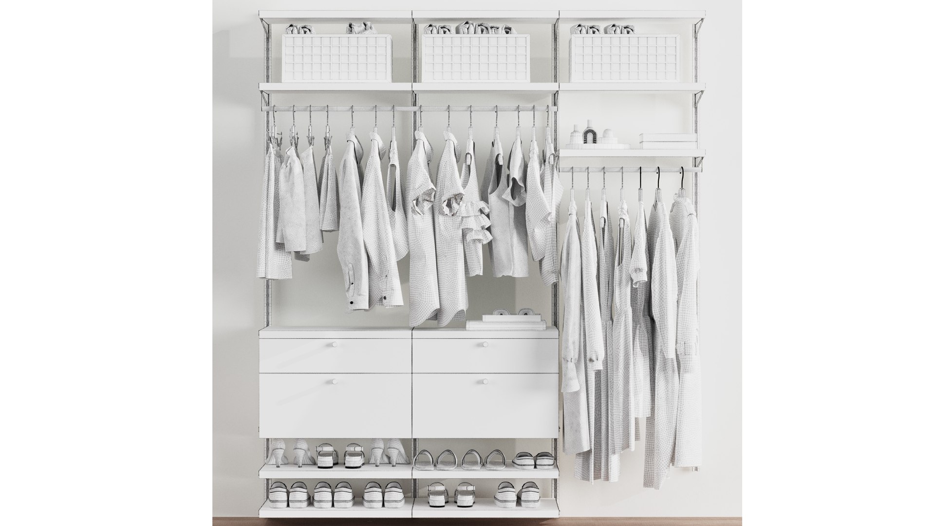 3D Wardrobe Wall Module Dresses Clothes 2 Model - TurboSquid 1853260