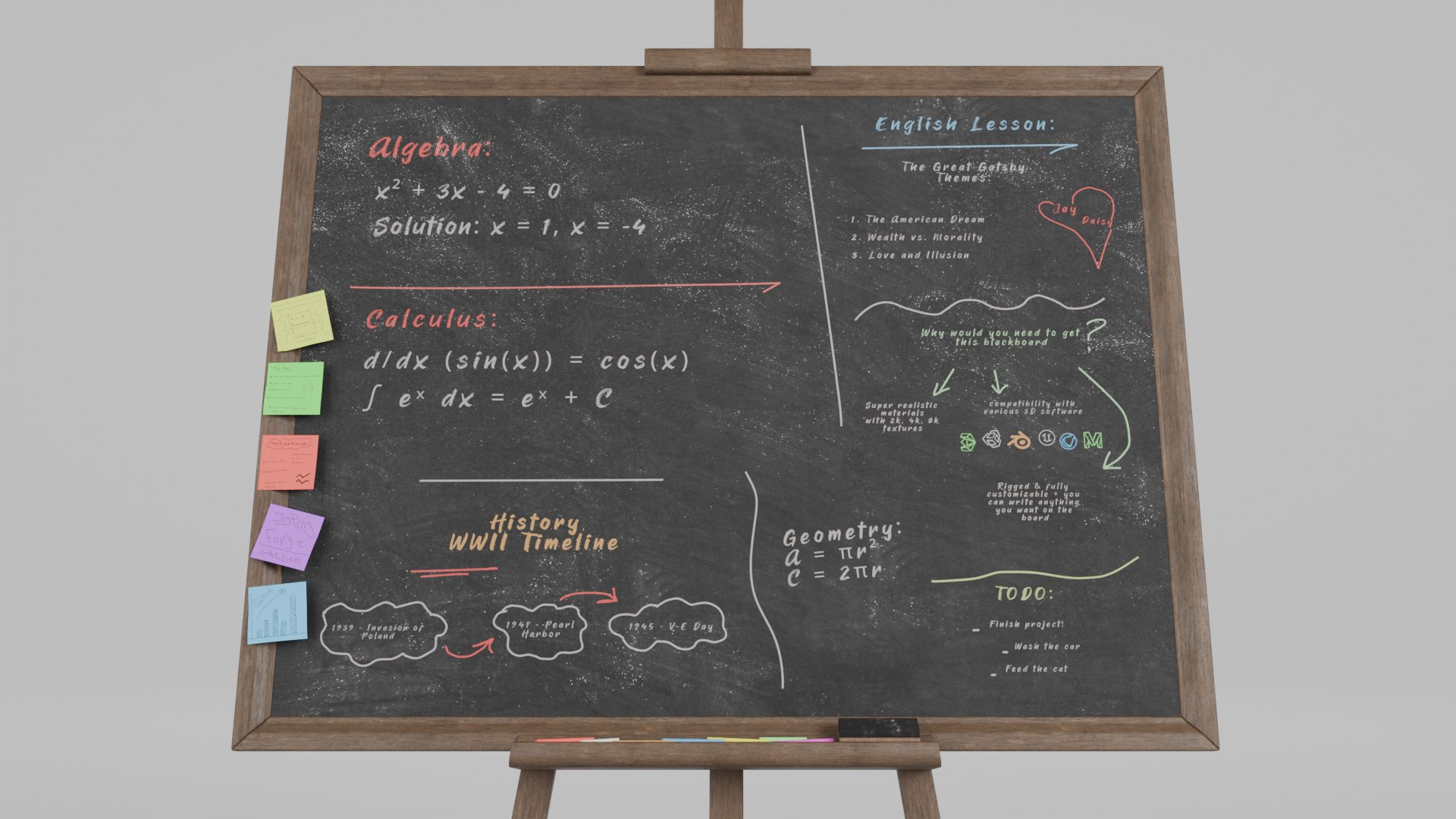 Standard Rectangular Duo - Customizable Standing Writing Board Set 3D ...