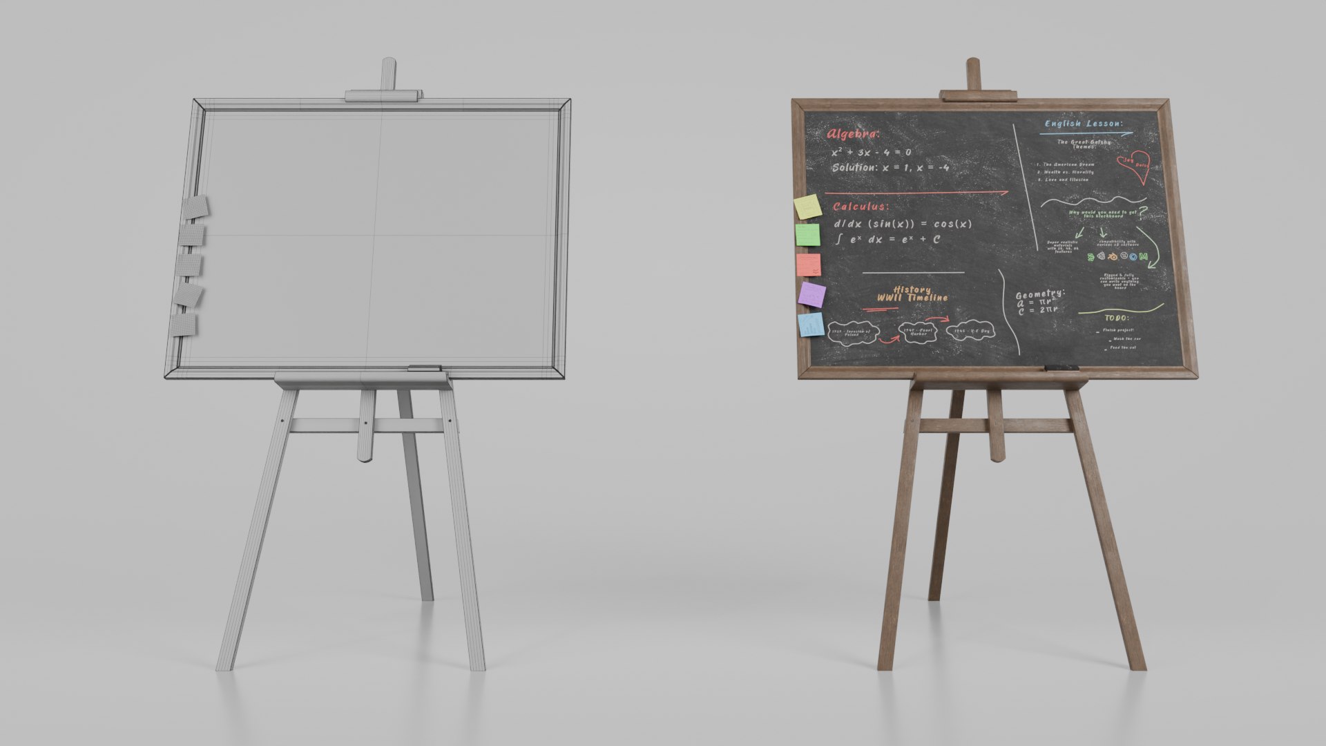 Standard Rectangular Duo - Customizable Standing Writing Board Set 3D ...