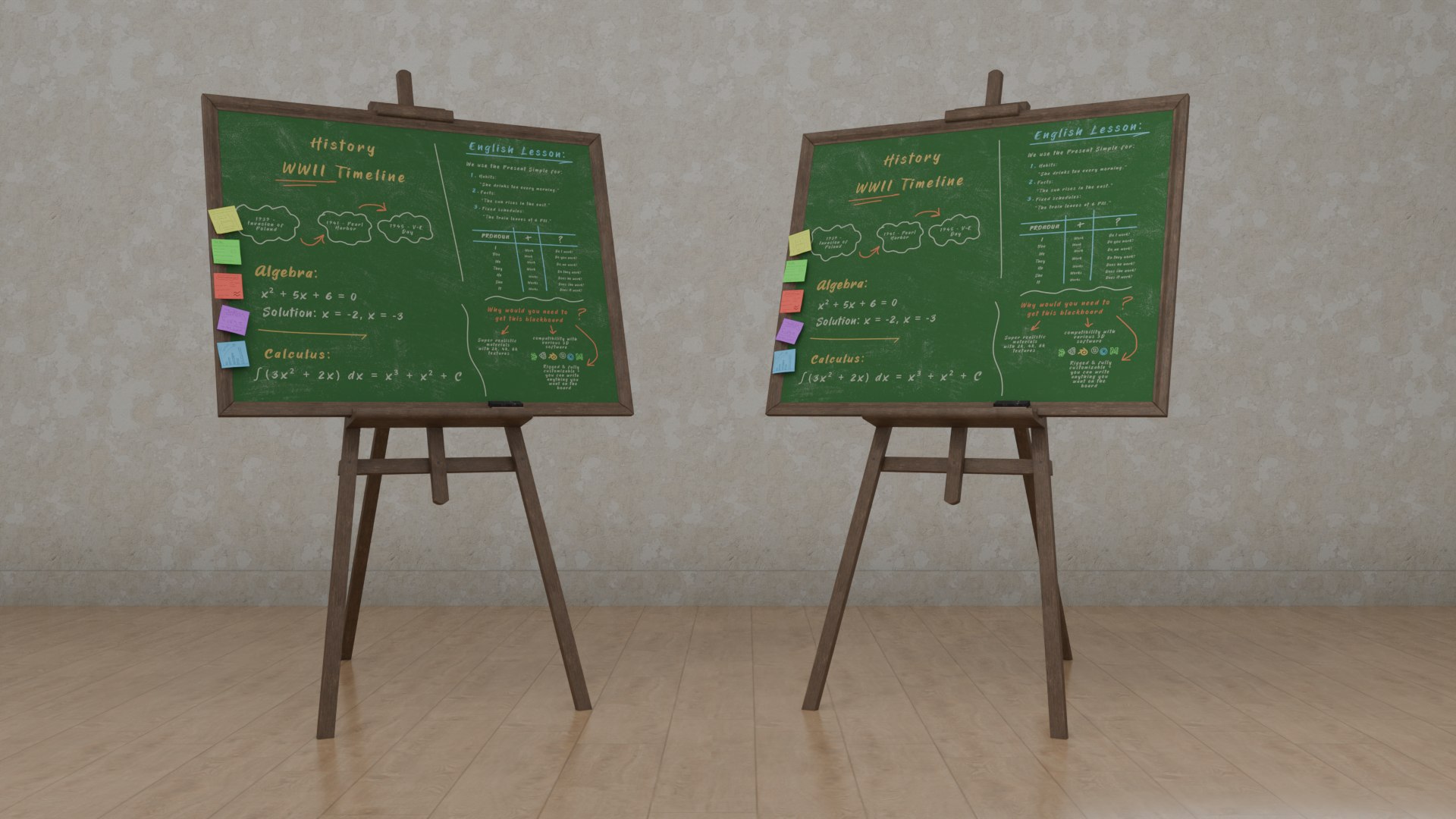 Standard Rectangular Duo - Customizable Standing Writing Board Set 3D ...