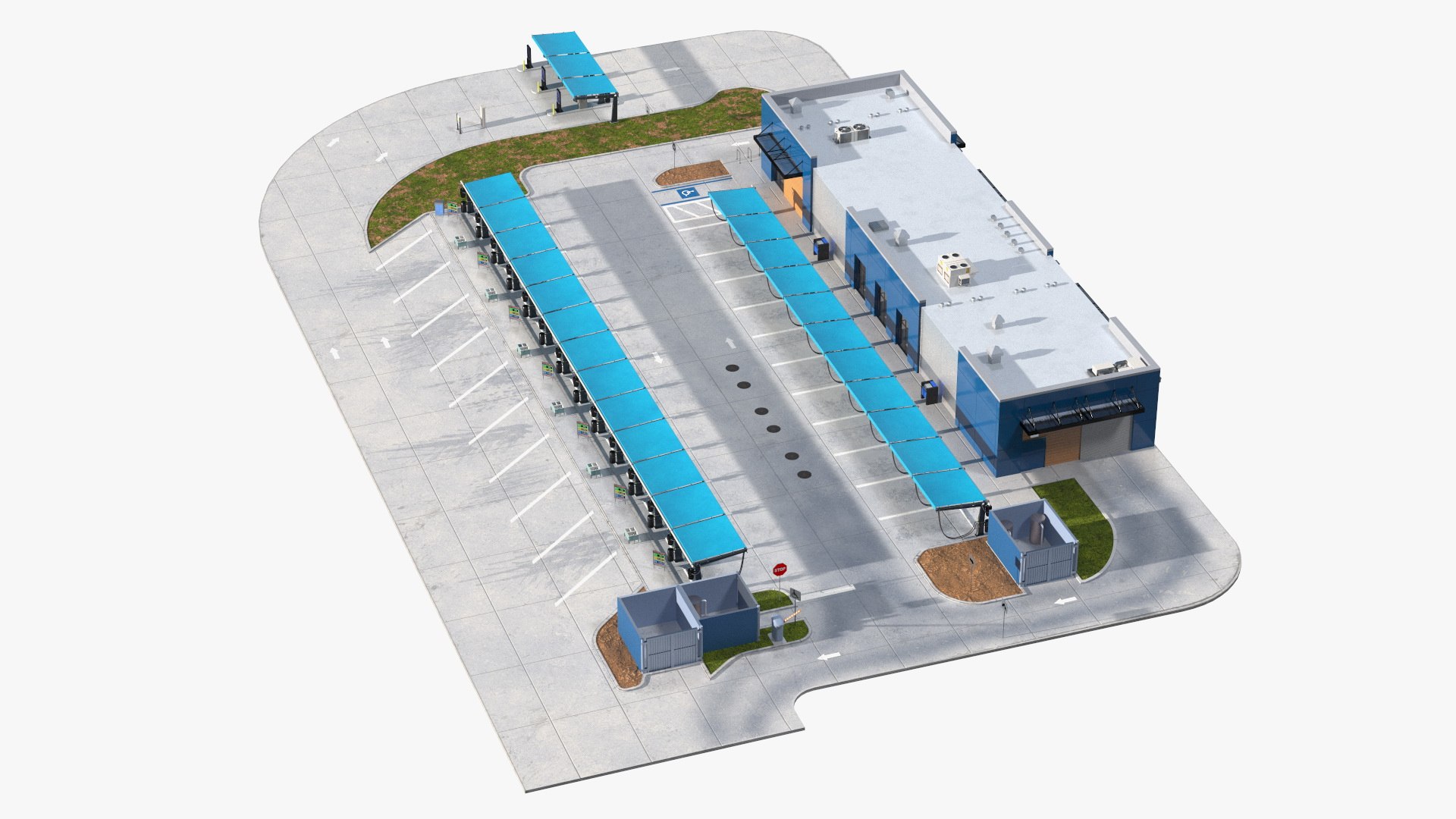 3D model Blue Car Wash Building - TurboSquid 2055926